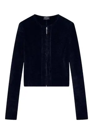 Giorgio Armani Chenille Effect Fitted Jacket - Blue