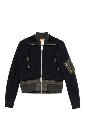 Sacai Navy Blue Layered Bomber Jacket - Black