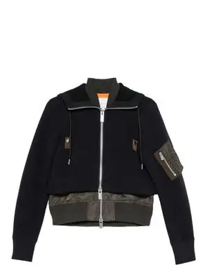 Sacai Layered Effect Panelled Bomber Jacket - Blue