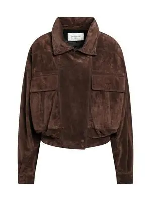 Saint Laurent Vintage Suede Leather Jacket In Ebony - Brown