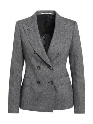 Tagliatore Double-breasted Herringbone Wool And Cashmere Jacket - Black