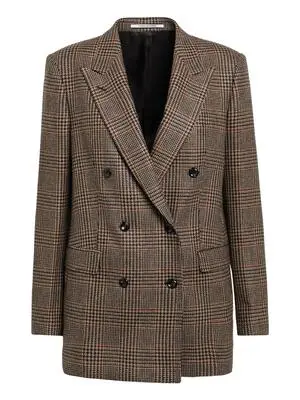 Tagliatore Double-breasted Prince Of Wales Jacket - Brown