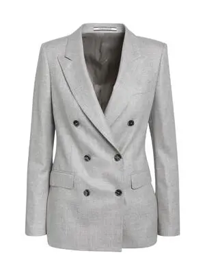 Tagliatore Tagliatore Double-Breasted Pearl Grey Jacket In Wool And Cashmere Women Gray