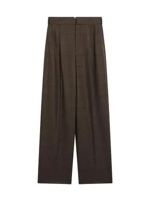 Loro Piana Brown Check-pattern Trousers In Wool And Cashmere - Multicolor