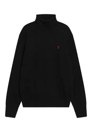 AMI Ami Paris Ami De Coeur Turtleneck Sweater In Black Men