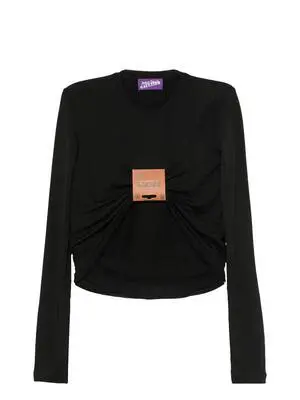 JEAN PAUL GAULTIER Jean Paul Gaultier Long Sleeve Top With Draped Detail Black