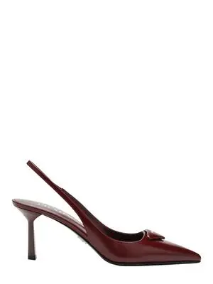 Prada Brushed Leather Slingback Pumps In Purple - Red