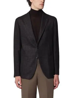 Tagliatore Single-breasted Jacket With A Micro Check Pattern - Brown