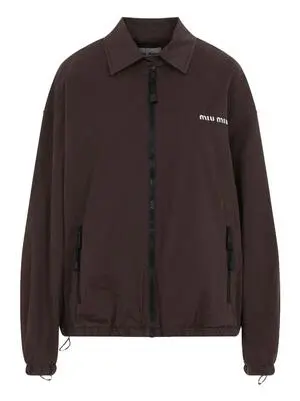 Miu Miu Miu Miu Oversized Gabardine Blouson Jacket Brown