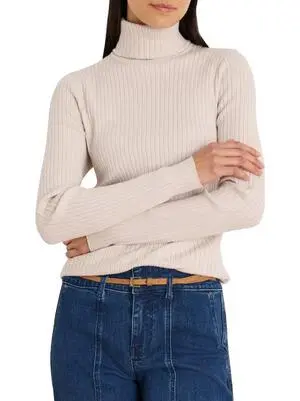 NIC+ZOE Rib Turtleneck Sweater - Sugar Cookie