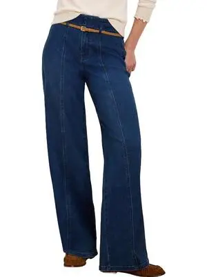 NIC+ZOE Weekend High Waist Belted Wide Leg Jeans - Harbor