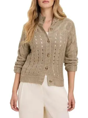 NZ BY NIC AND ZOE Cable Knit Point Collar Cardigan - Malt