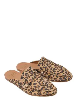 Beek Mallard Leather Flat Mule - Leopard