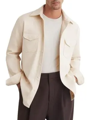 REISS Astra Cotton Shirt Jacket - Stone