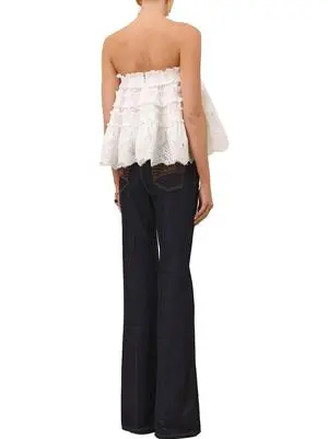 Zimmermann Zimmermannwear Valiant Shirred Bandeau Top Ivory