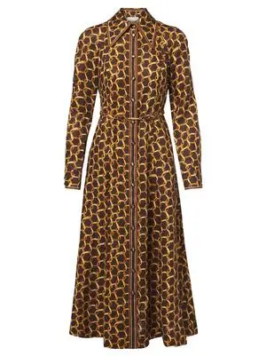 Zimmermann Belted Printed Linen Shirt Dress - Brown
