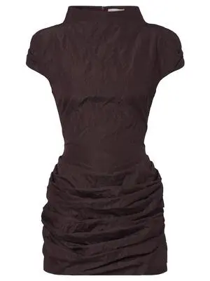 Magda Butrym Draped Cotton-blend Minidress - Brown