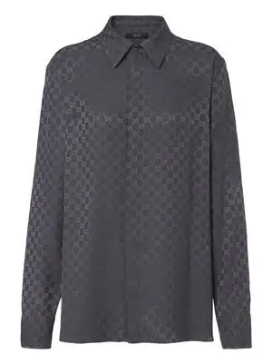 Gucci Gg Printed Silk Twill Shirt - Grey