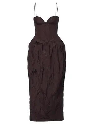 Magda Butrym Gathered Cotton-blend Bustier Dress - Brown