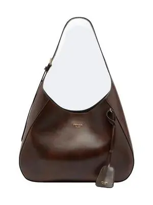 Prada Boogie Large Leather Shoulder Bag - Brown
