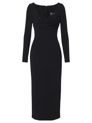 Elie Saab Draped Lace-trimmed Cady Midi Dress - Black