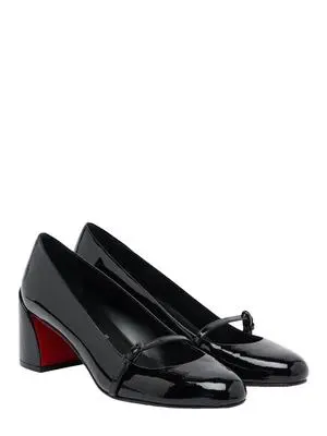 CHRISTIAN LOUBOUTIN Jane Nina Patent Leather Mary Jane Pumps - Black