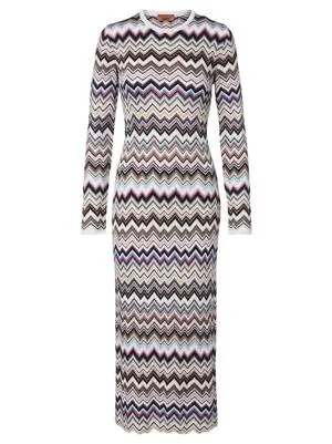 MISSONI Missoni Zigzag Knitted Wool-Blend Midi Dress