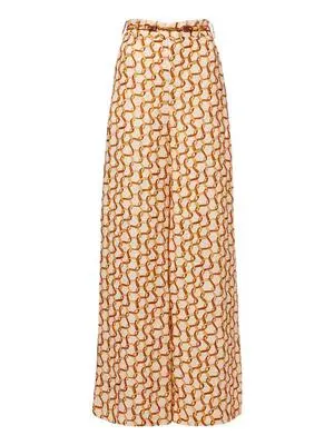 Zimmermann Belted Printed Linen Wide-leg Pants - Multicoloured