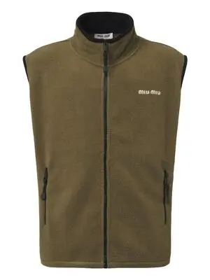 Miu Miu Fleece Zip-up Vest - Green