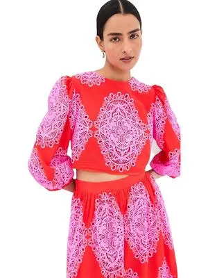 Borgo De Nor Rhea Lace Top - Red/pink