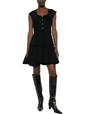 SANDRO Vestido Corto Con Detalle De Botones | Negro | FARFETCH HN