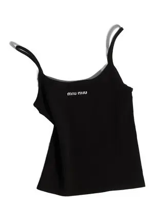 Miu Miu Miu Miu Seamless Jacquard Logo Tank Black