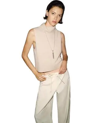 REFORMATION Flora Cashmere Sleeveless Turtleneck - Natural