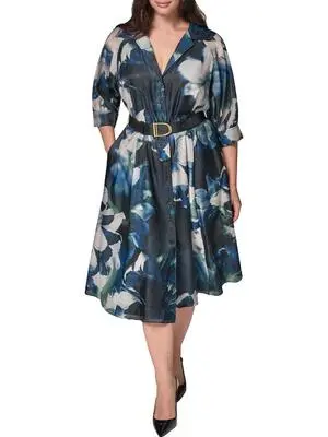 DONNA KARAN NEW YORK Floral Organza Shirtdress