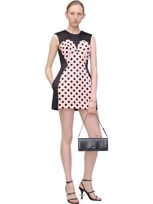 Marc Jacobs Seamed Up Dots Satin Dress In Size - Peach Multi