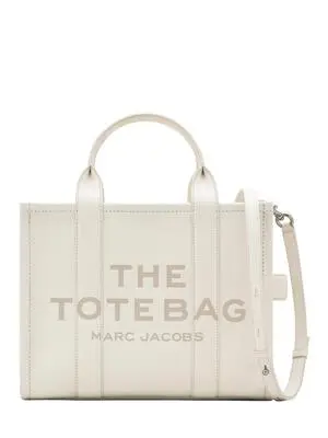 Marc Jacobs The Leather Medium Tote Bag In Cotton/silver