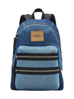 Marc Jacobs The Biker Colorblock Denim Large Backpack In Indigo Multi