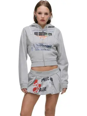 Marc Jacobs Life. Love. Sin. Bra Hoodie In Size - Grey Multi