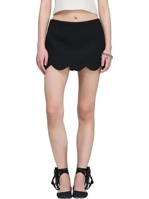 Marc Jacobs Scallop Daisy Wool Skirt In Size - Black