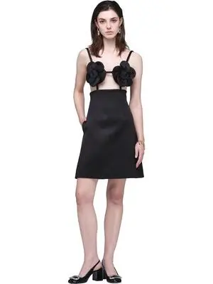 Marc Jacobs Satin Daisy Applique Dress In Size - Black