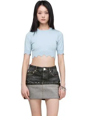 Marc Jacobs Scallop Daisy Crop Sweater - Blue Mist