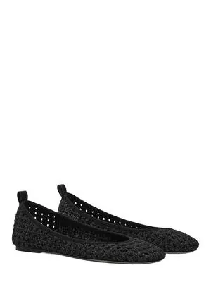 Marc Jacobs Crochet Lace-up Ballerina Flats - Onyx