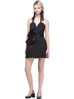 Marc Jacobs Satin Daisy Belted Dress In Size - Black