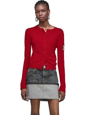 Marc Jacobs Embroidered Patch Cardigan - Red
