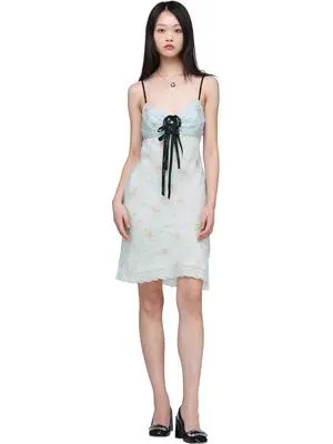 Marc Jacobs Blurred Floral Slip Dress - Blue Mist Multi