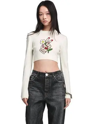 Marc Jacobs Tattoo Patch Crop Longsleeve - Ivory