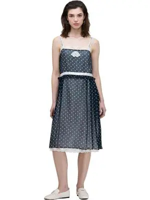 Marc Jacobs Ribbon Strap Chiffon Dress In Size - Navy Multi
