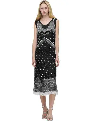 Marc Jacobs Trompe L'oeil Slip Midi Dress In Size - Black Multi