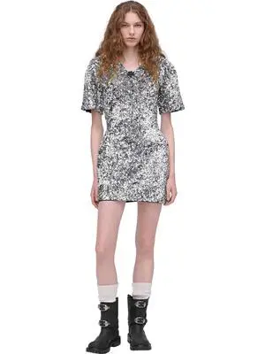 Marc Jacobs Sequin V-neck Knit Dress In Size - Silver