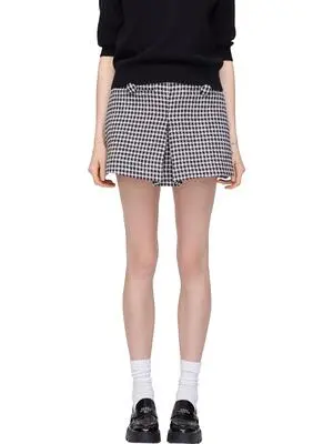 Marc Jacobs Gingham Tweed Mini Skirt In Size - Black Multi